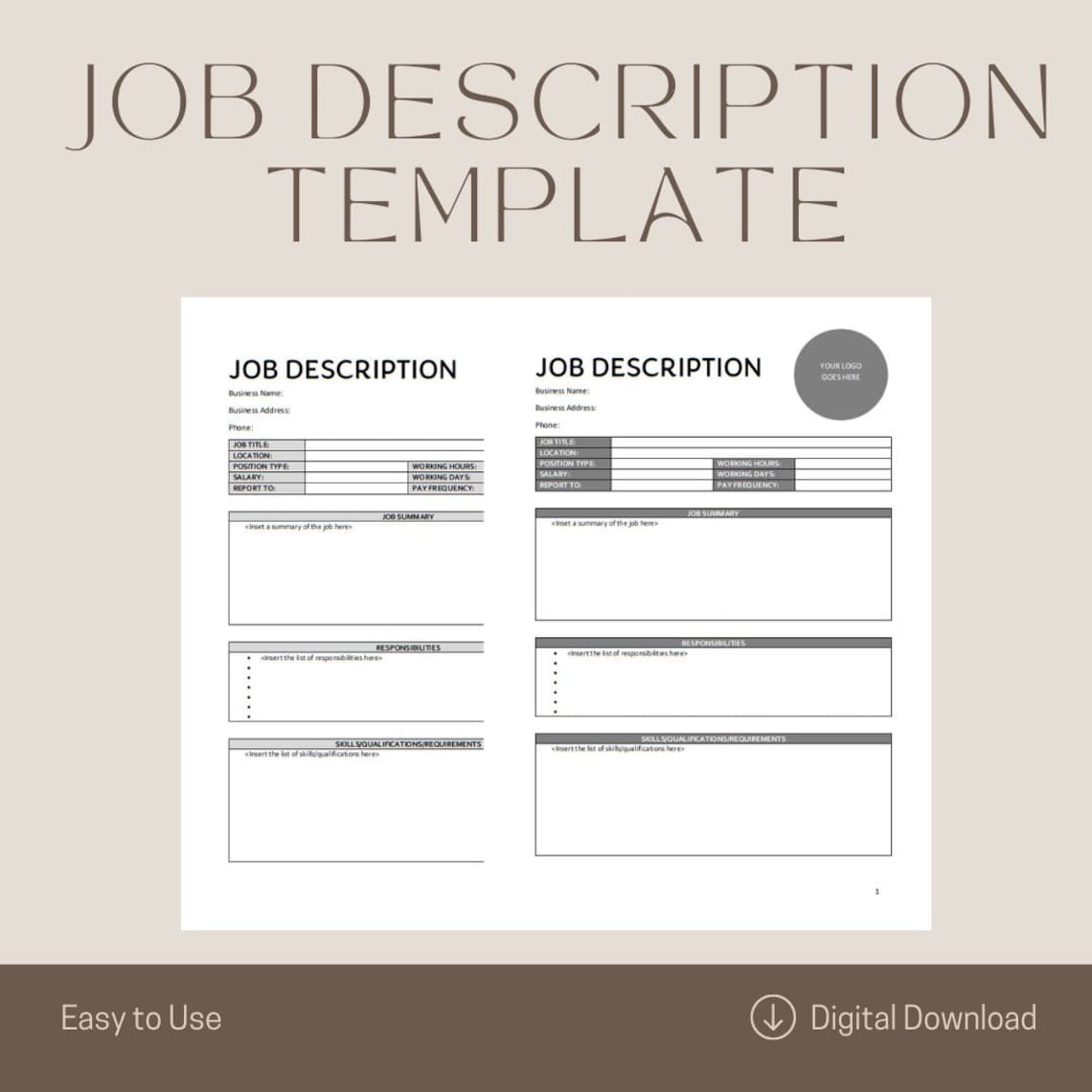 Editable Job Description Template - Streamline Your Hiring Process - Etsy