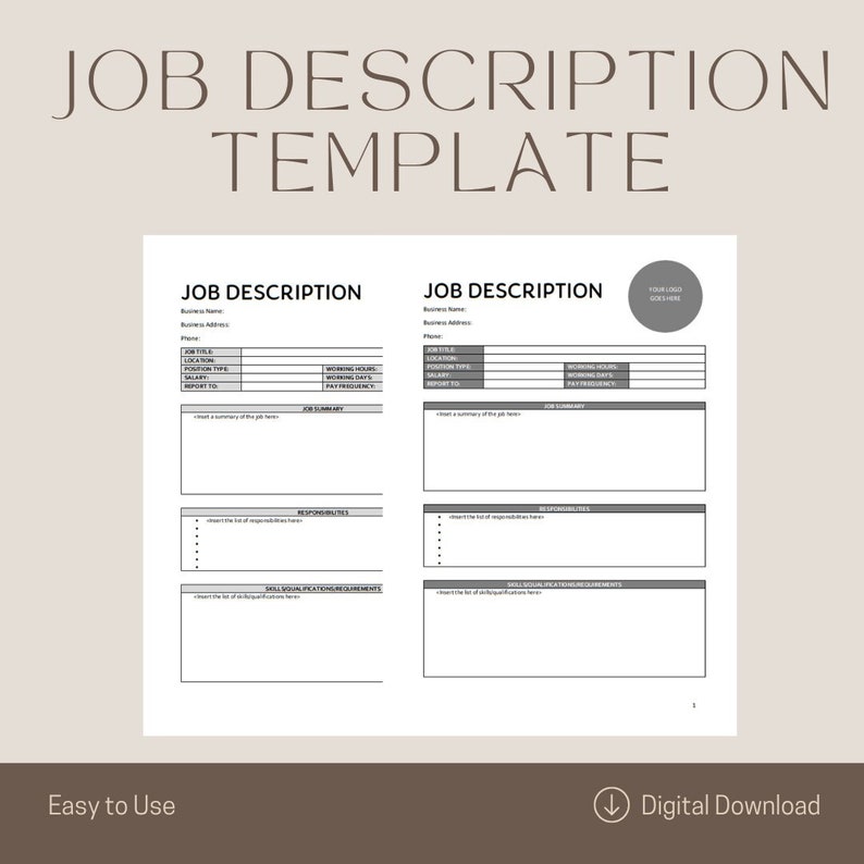 Editable Job Description Template - Streamline Your Hiring Process - Etsy