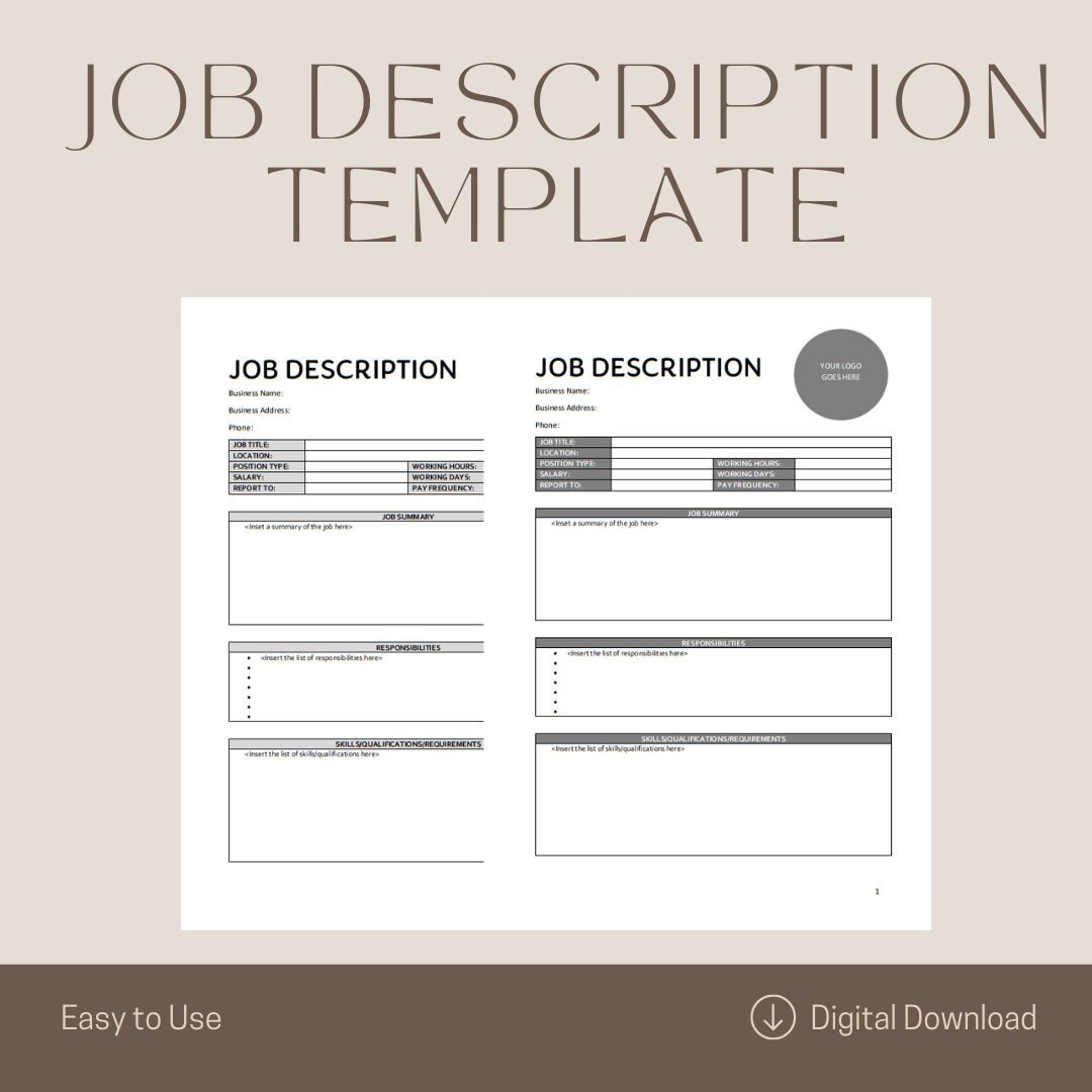 Editable Job Description Template Streamline Your Hiring Process Etsy