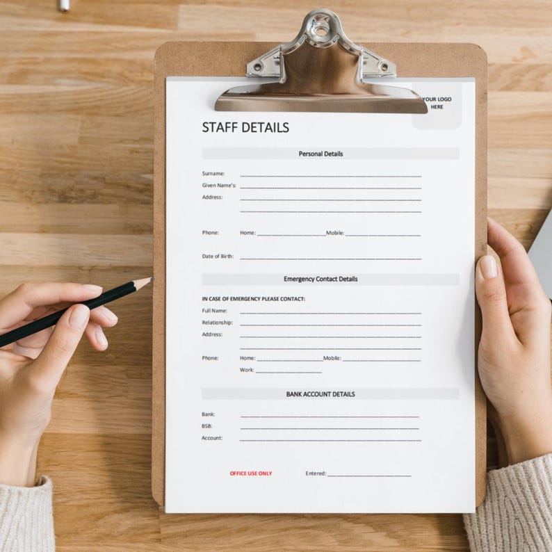 Staff Details Template | HR & Employee Information Sheet | Digital ...