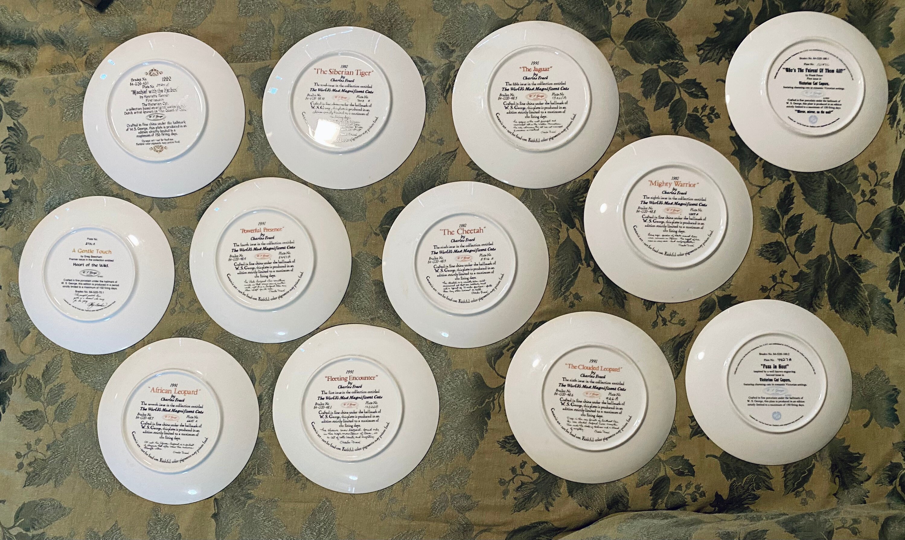 Set of 12 - Charles Frace Cat Plates - Etsy