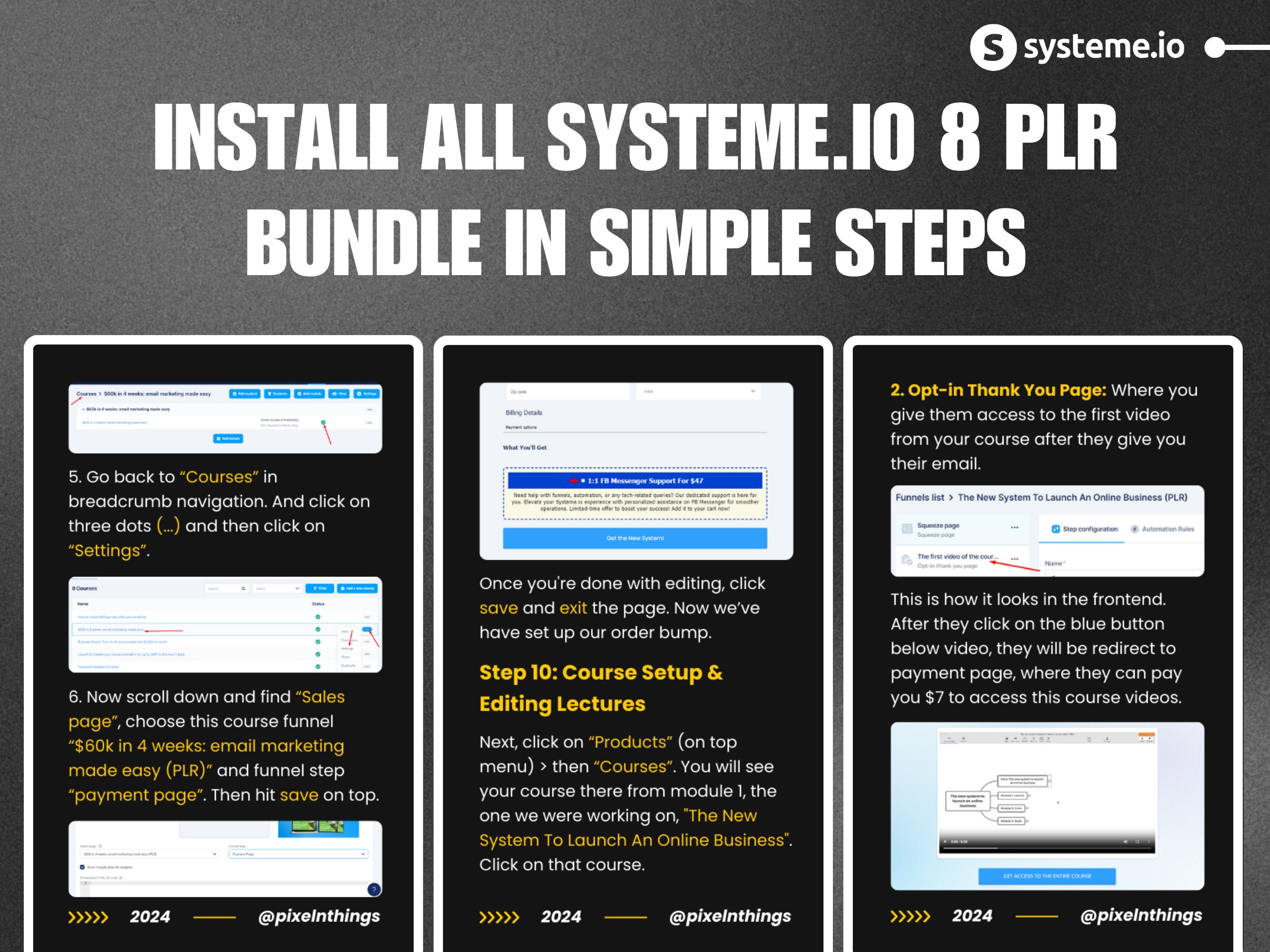 Systeme.io 8-in-1 PLR Course Package Setup Guide A to Z With 100% ...