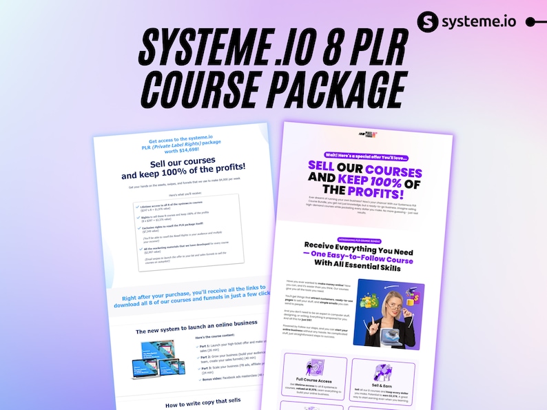 Systeme.io 8-in-1 PLR Course Bundle: Resell Rights, Sales Funnel (8-in ...