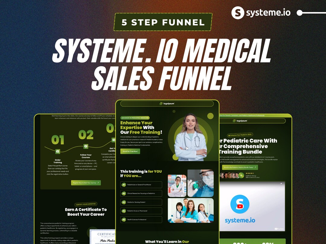 Systeme.io Medical Sales Funnel | Dark Theme, 5-step System - Etsy