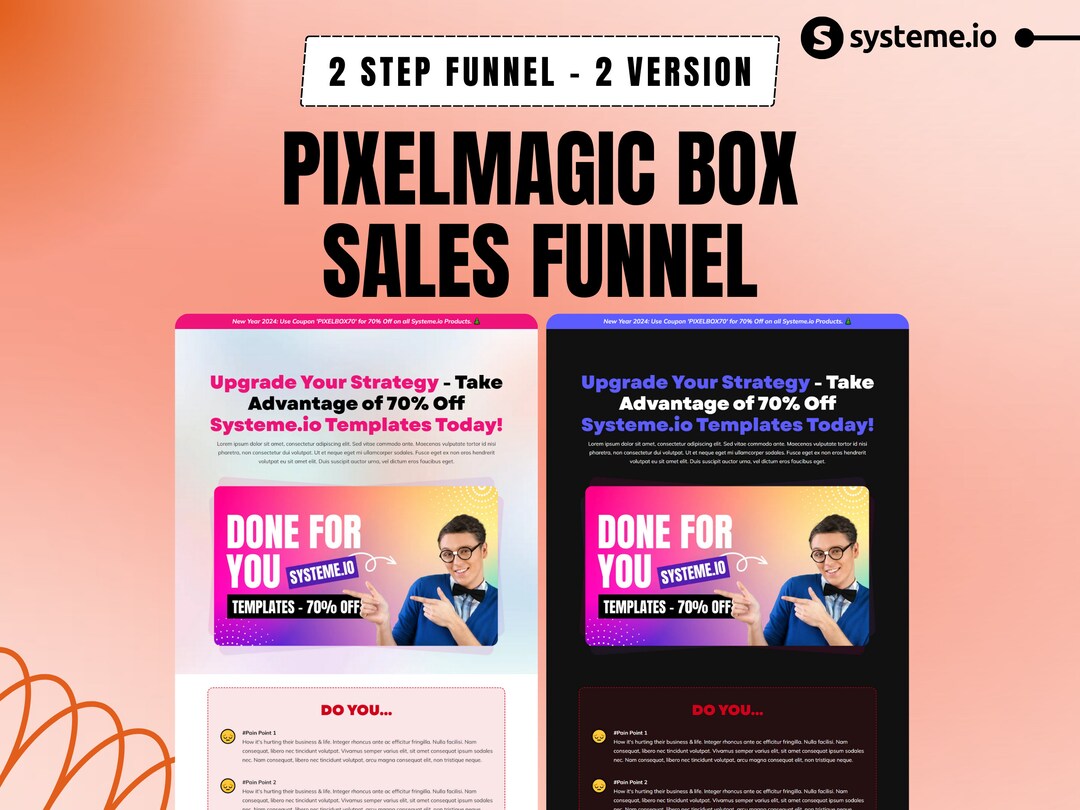 Systeme.io's Pixelmagic Box Funnel Skyrocket Your Sales | Premium Design, Dark/light Versions ...