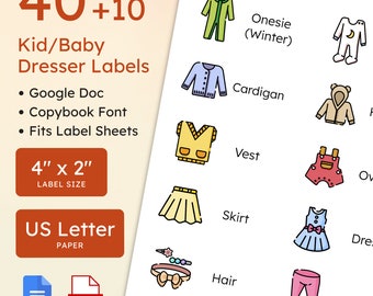 Baby Dresser Labels Editable Printable A4 - Nursery Drawer Labels for ...