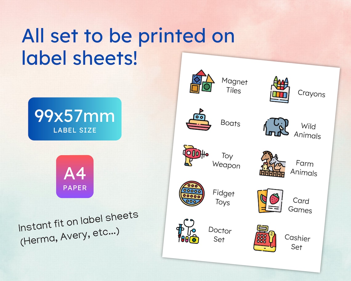 Toy Storage Labels A4 - Toy Bin Organisation Editable Trofast Printable ...