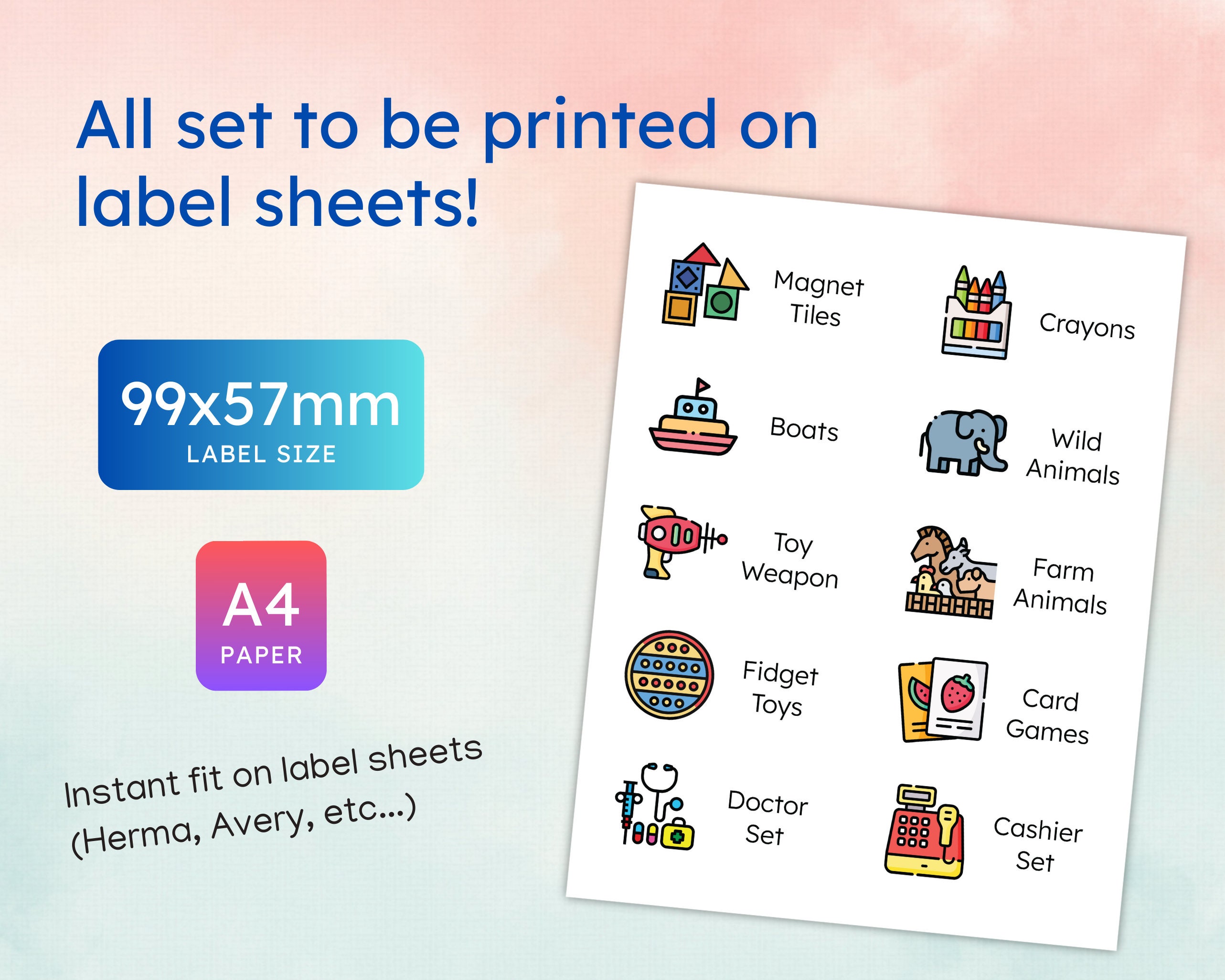 Toy Storage Labels A4 - Toy Bin Organisation Editable Trofast Printable ...