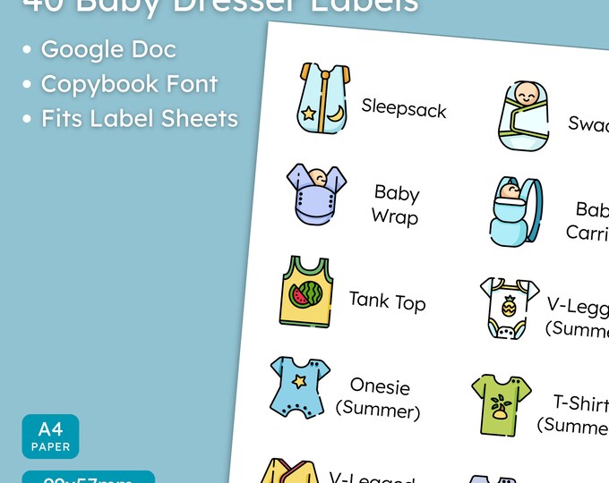Baby Dresser Labels Editable Printable A4 - Nursery Drawer Labels for ...