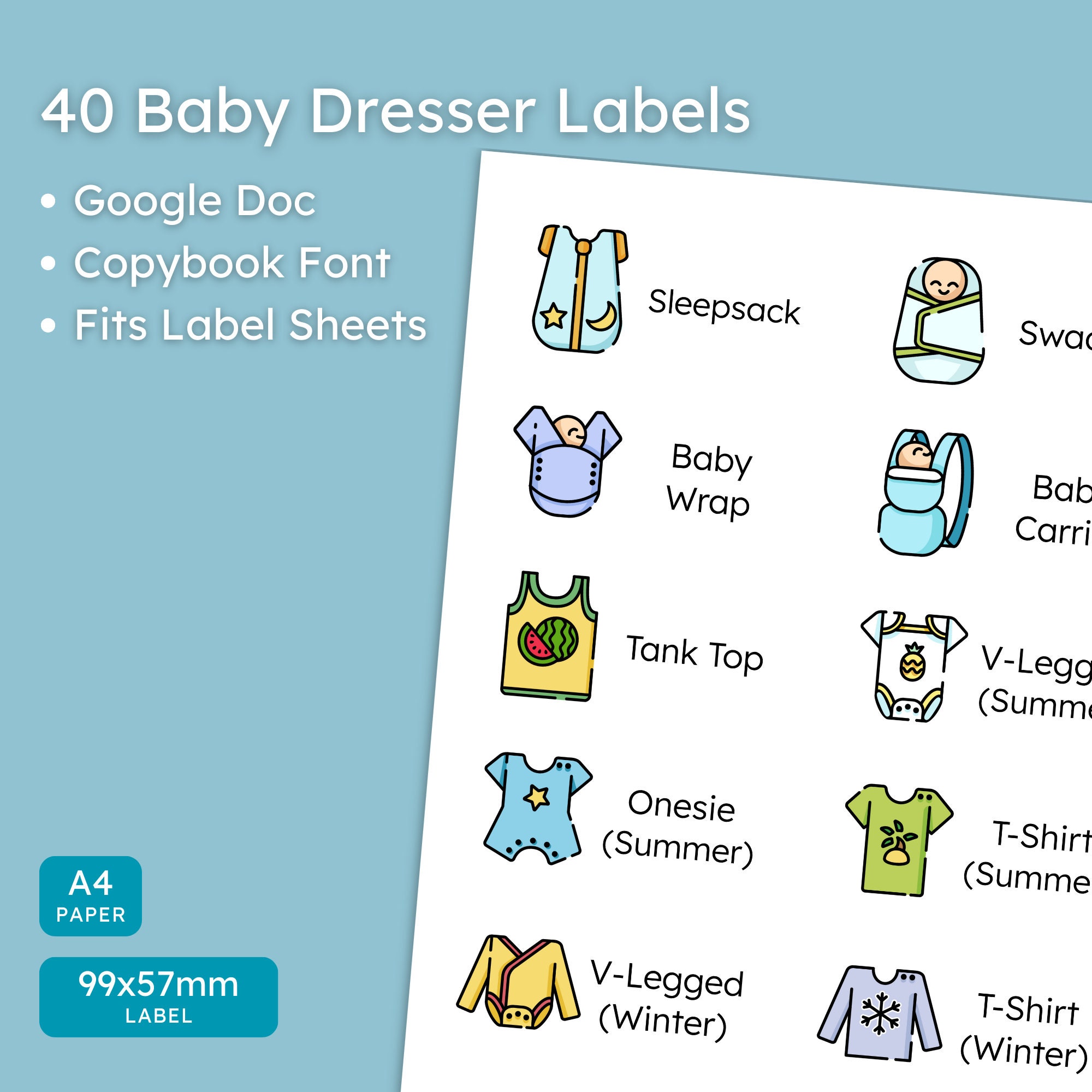 Baby Dresser Labels Editable Printable A4 - Nursery Drawer Labels for ...