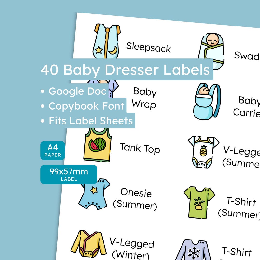 Editable Baby Clothes Drawer Labels – Printable A4 (digital Download ...