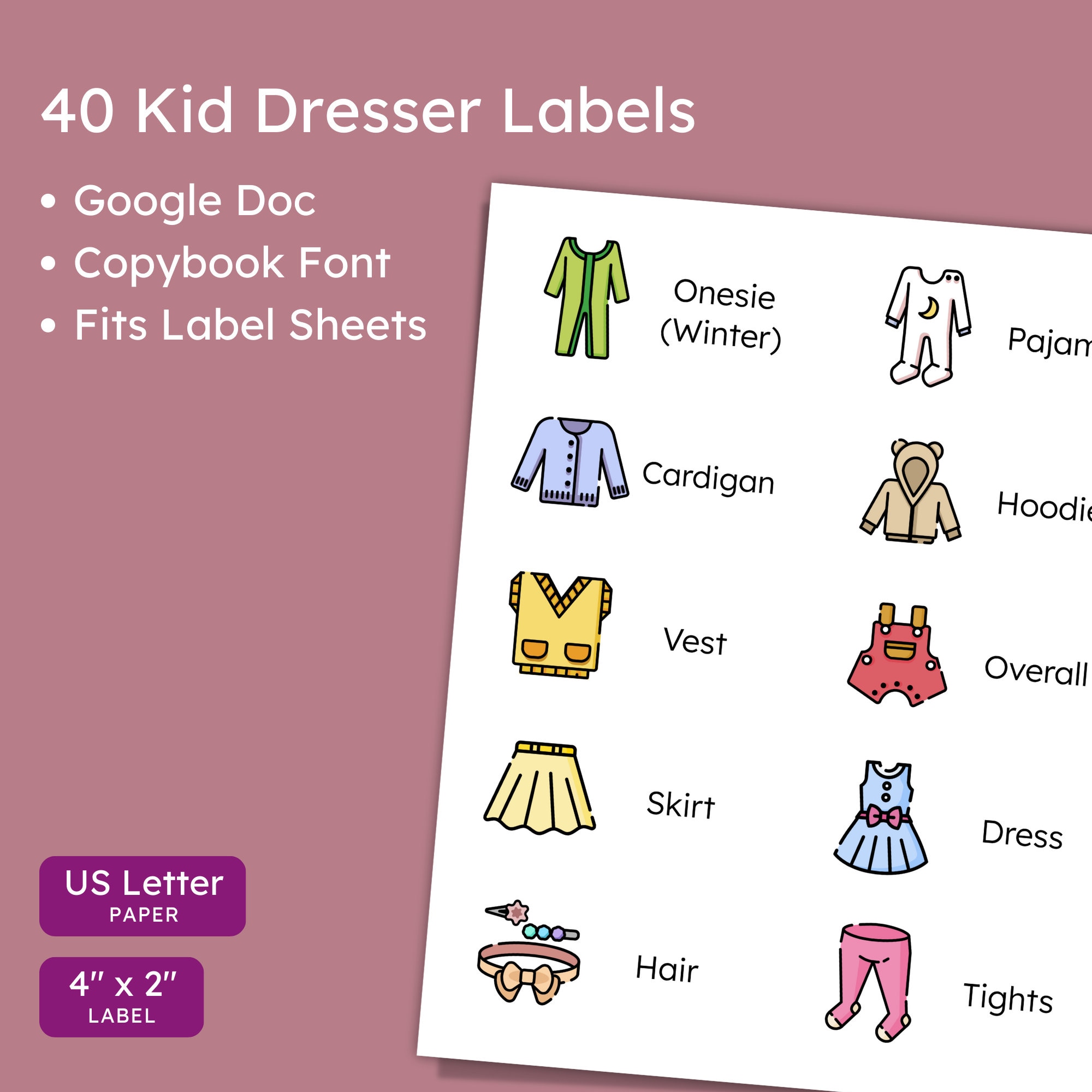 Kid Dresser Labels Editable Printable Letter - Nursery Drawer Labels ...
