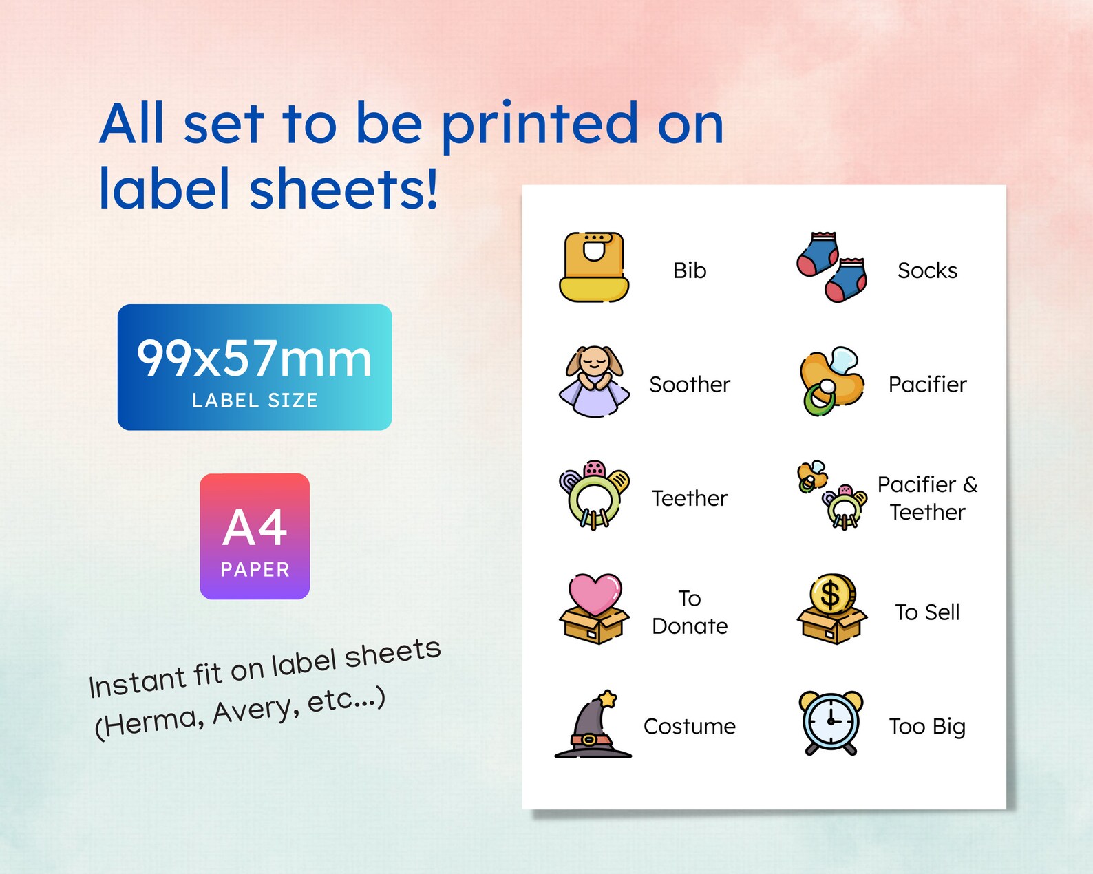 Editable Baby Clothes Drawer Labels – Printable A4 (digital Download ...