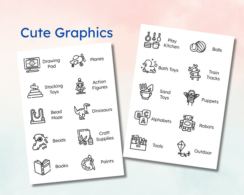 Toy Storage Labels B&W A4 - Toy Bin Organisation Editable Trofast ...