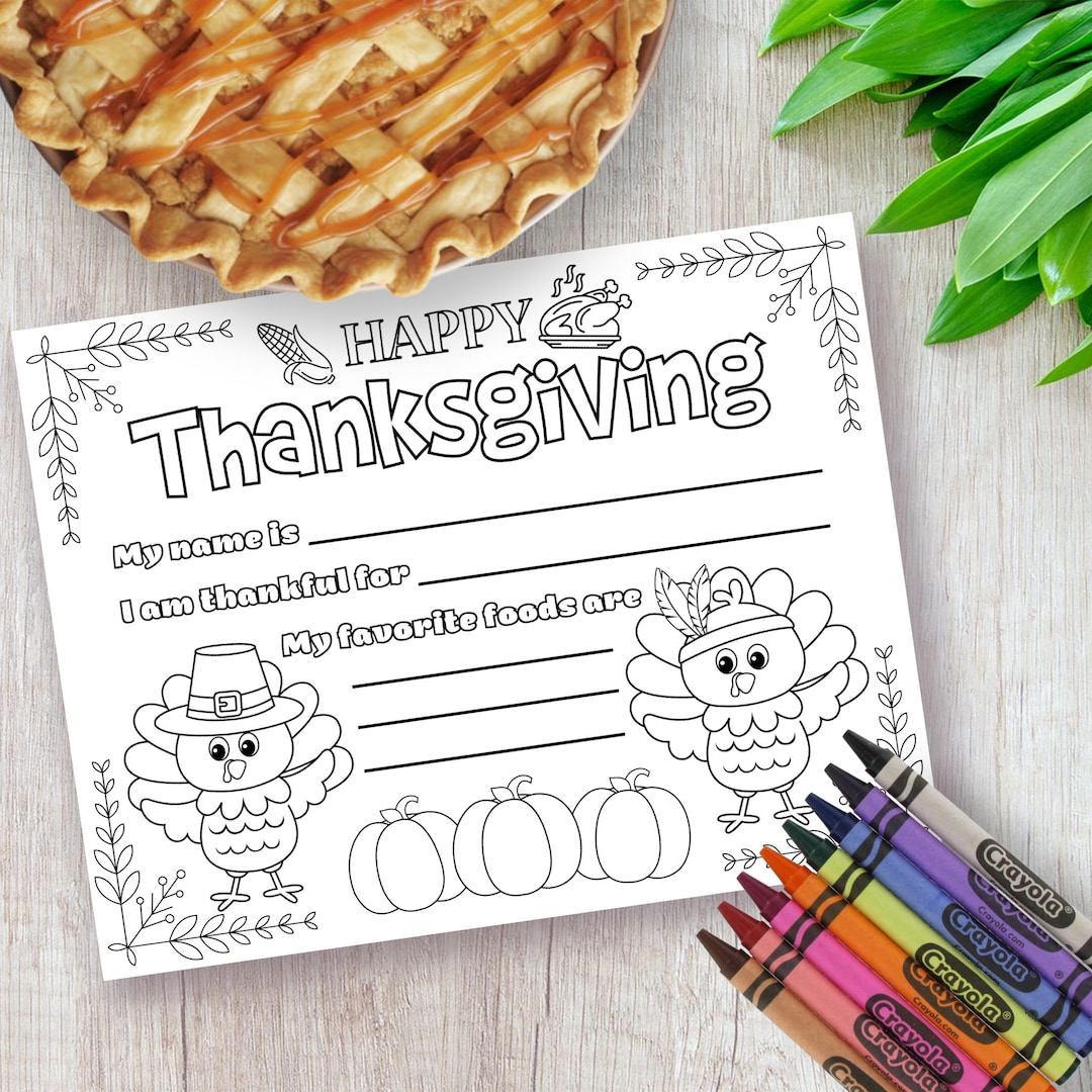 Thanksgiving Coloring and Activity Placemat-digital Download - Etsy