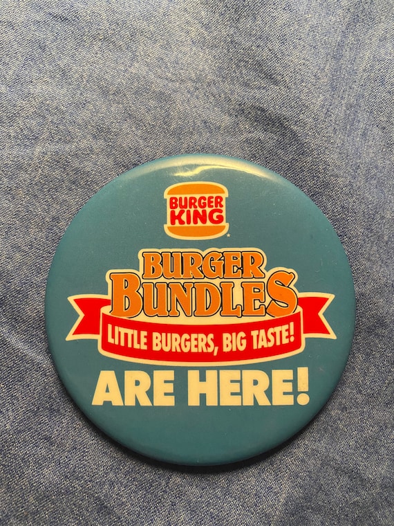 Vintage Burger King Burger Bundles Pin Button - Gem