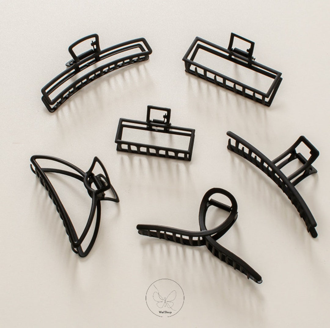 Black Metal Claw Clips, Large Hair Claw Clips in French Twist ...