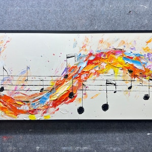 Abstract Music Oil Painting Notes Staff Creative Modern Art Home Decor ...