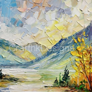 Autumn Valley Landscape Oil Painting Tree River Nature Scenery Artwork ...