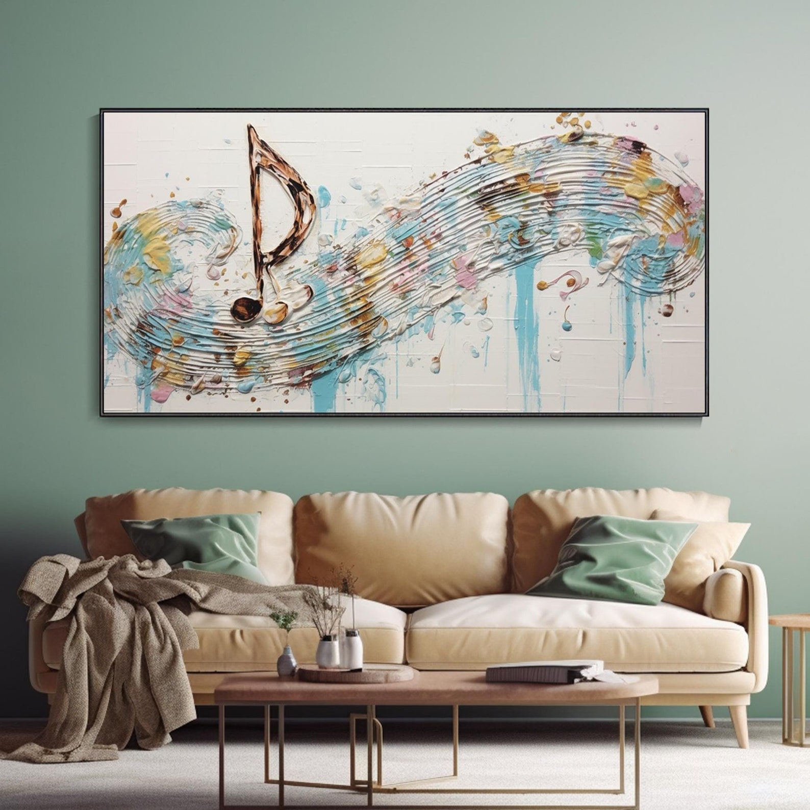 Abstract Music Oil Painting Creative Notes Modern Home Wall Canvas ...
