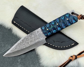 Blue Blade Damascus Knife - Etsy