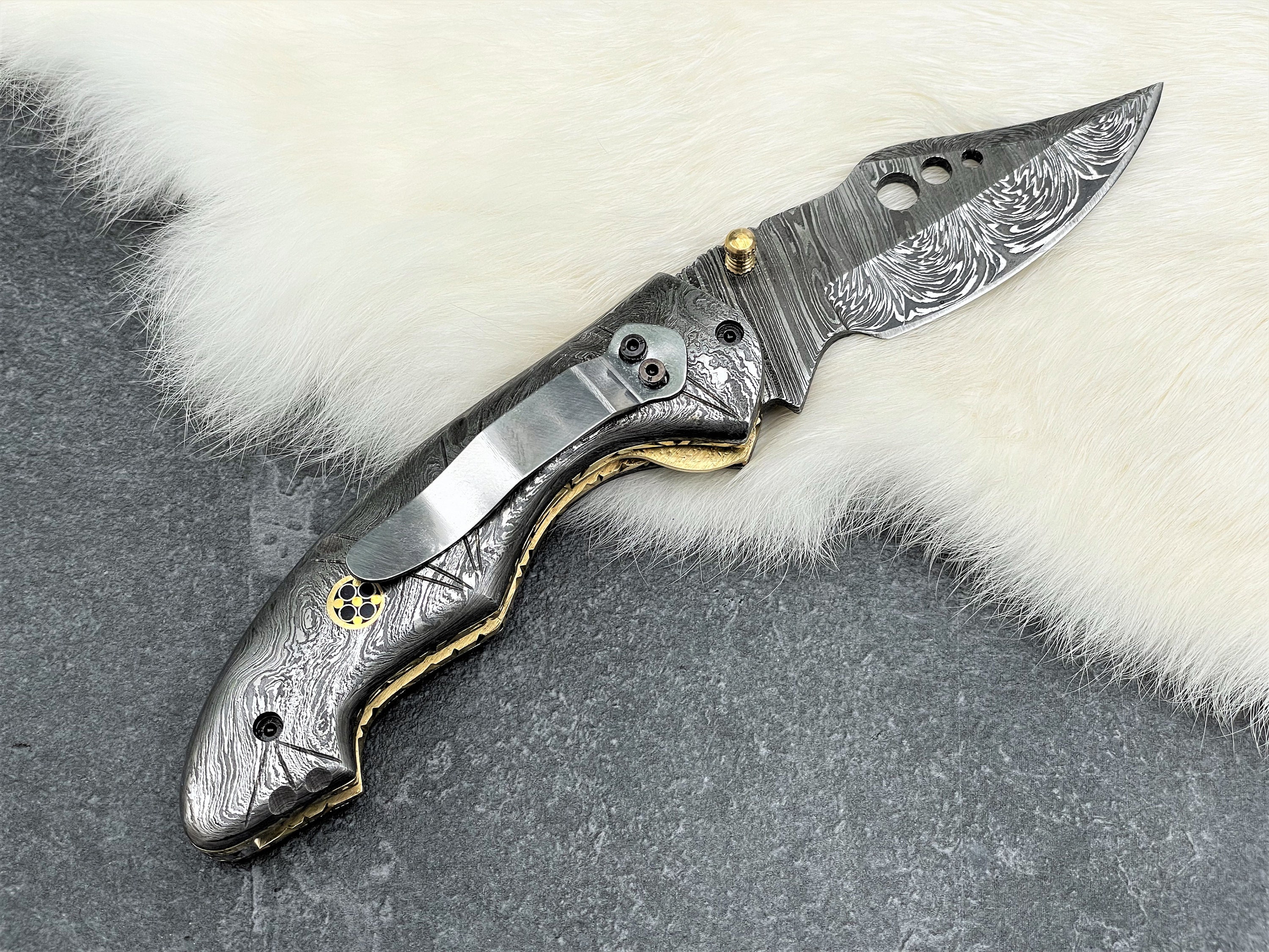 Damascus Pocket Knife Damascus Folding Knife Full Damascus - Etsy