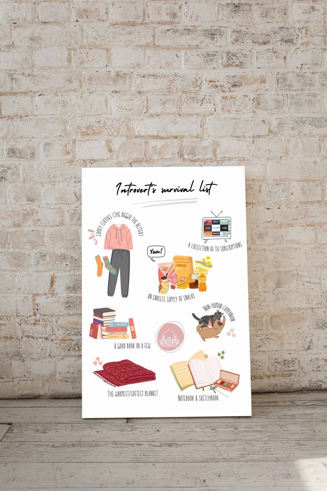 Introvert’s Survival List Poster, Introvert’s Gift, Homebody, Anti ...