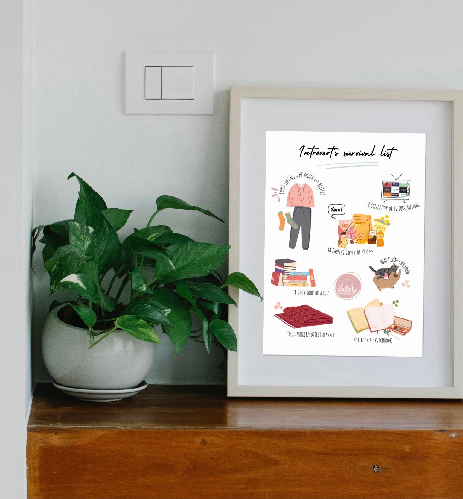 Introvert’s Survival List Poster, Introvert’s Gift, Homebody, Anti ...
