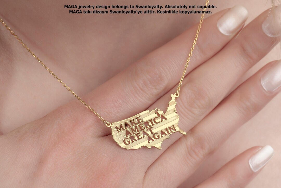 Handmade MAGA Necklace by Swanloyalty - Gold Make America Great Again ...