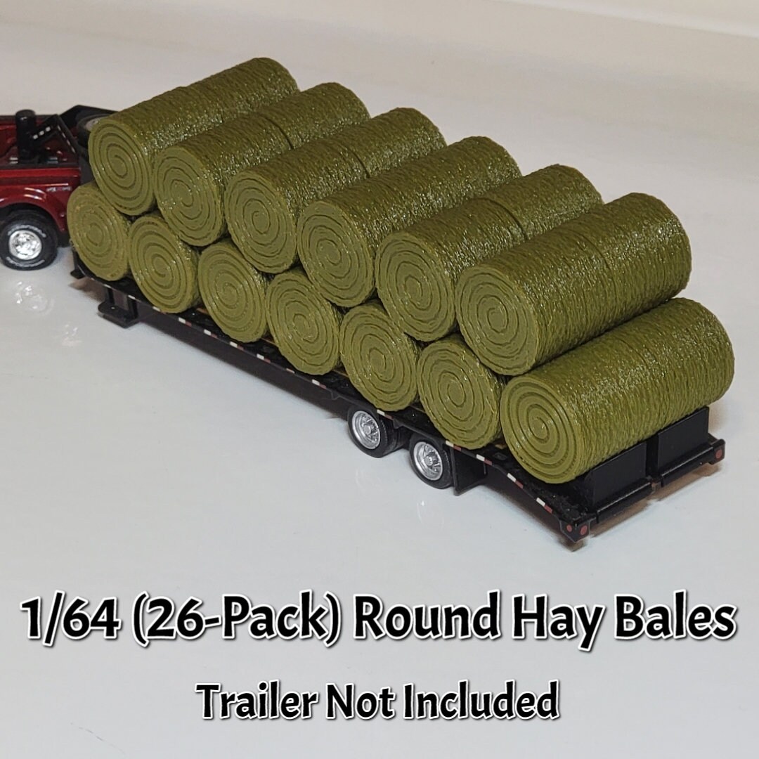 1/64 (26 Pack) Round Hay Bales & "bale Ramps" for Greenlight Gooseneck ...
