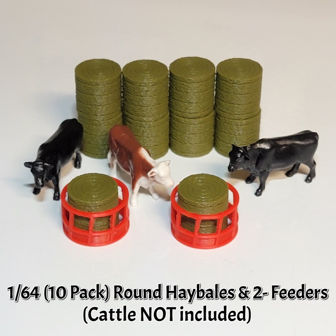 1/64 (10 Pack) Round Hay Bales & 2- Bale Feeders - Farm Diorama - Etsy