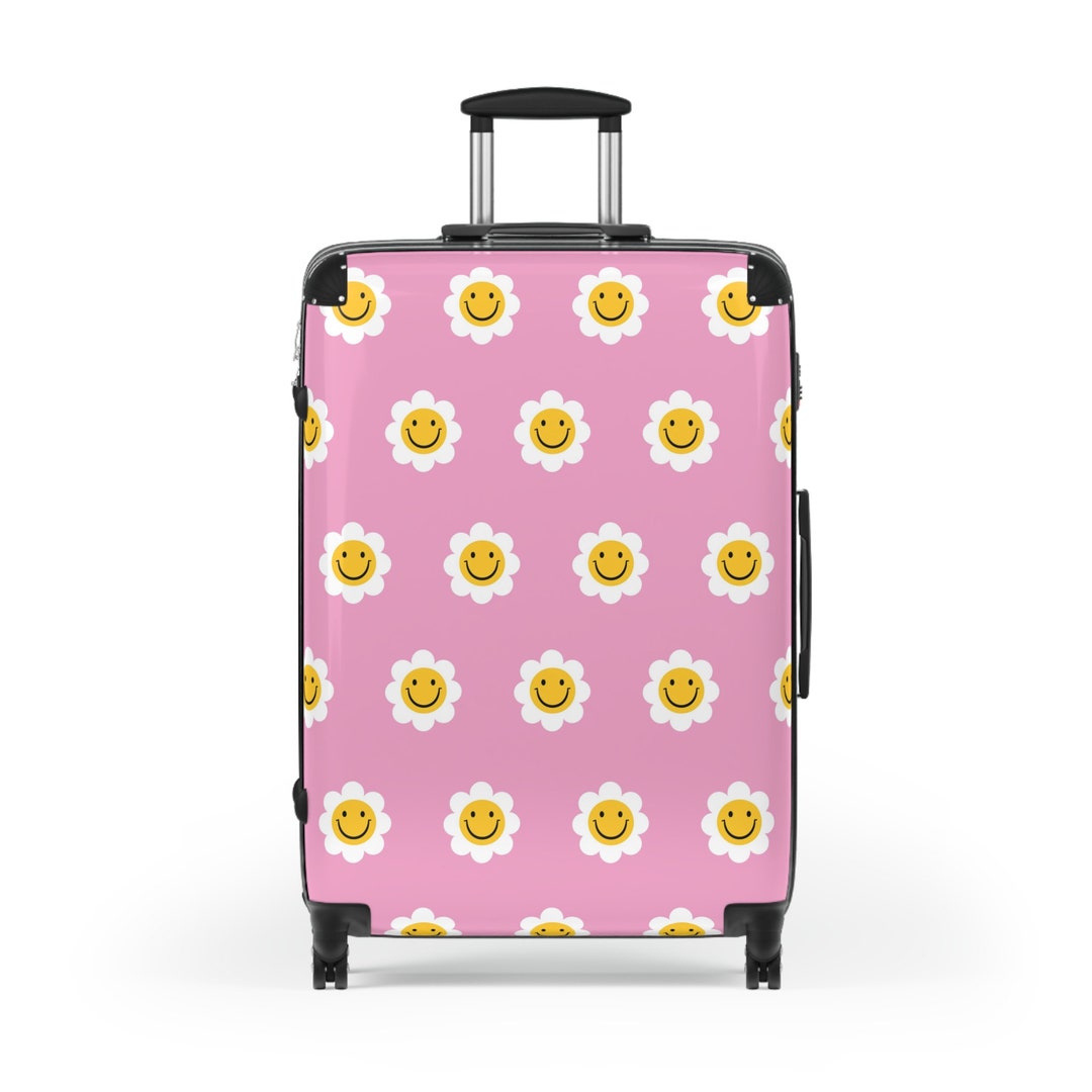 Retro Pink Smiley Flower Suitcase - Etsy