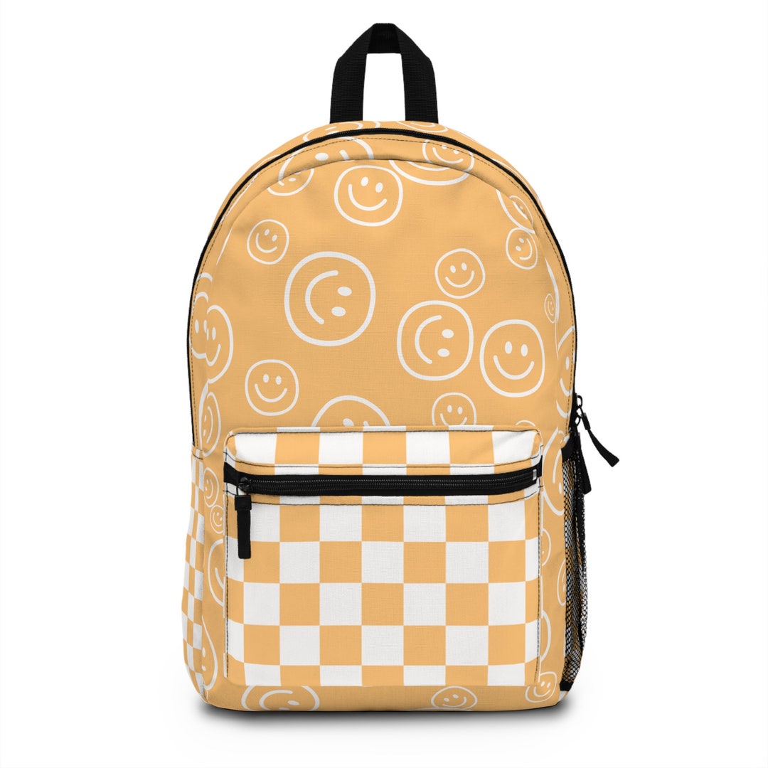 Yellow Smiley Face & Checkered Backpack - Etsy
