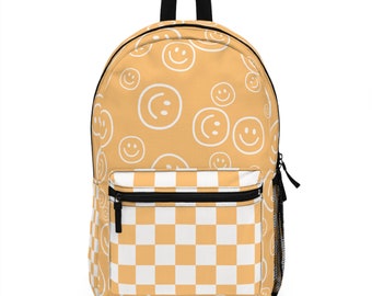 Pink Smiley Face & Checkered Backpack - Etsy