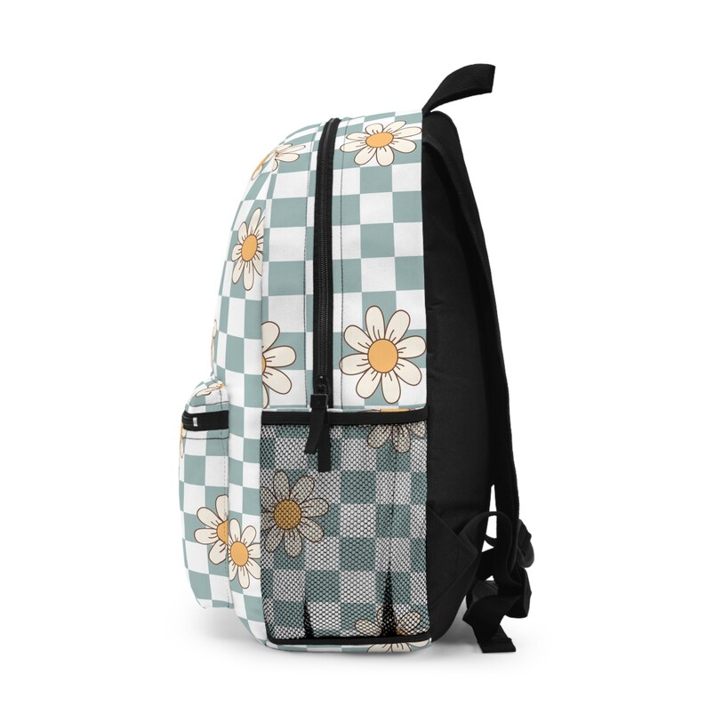 Blue Daisy Floral Checkered Backpack - Etsy