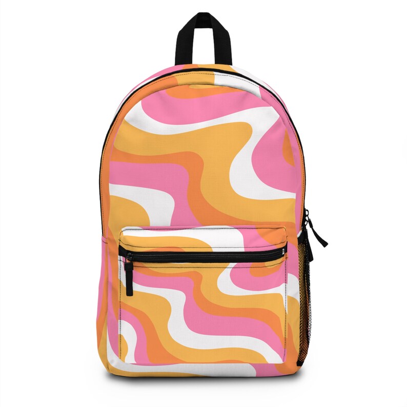 Retro Wavy Pink and Orange Backpack - Etsy