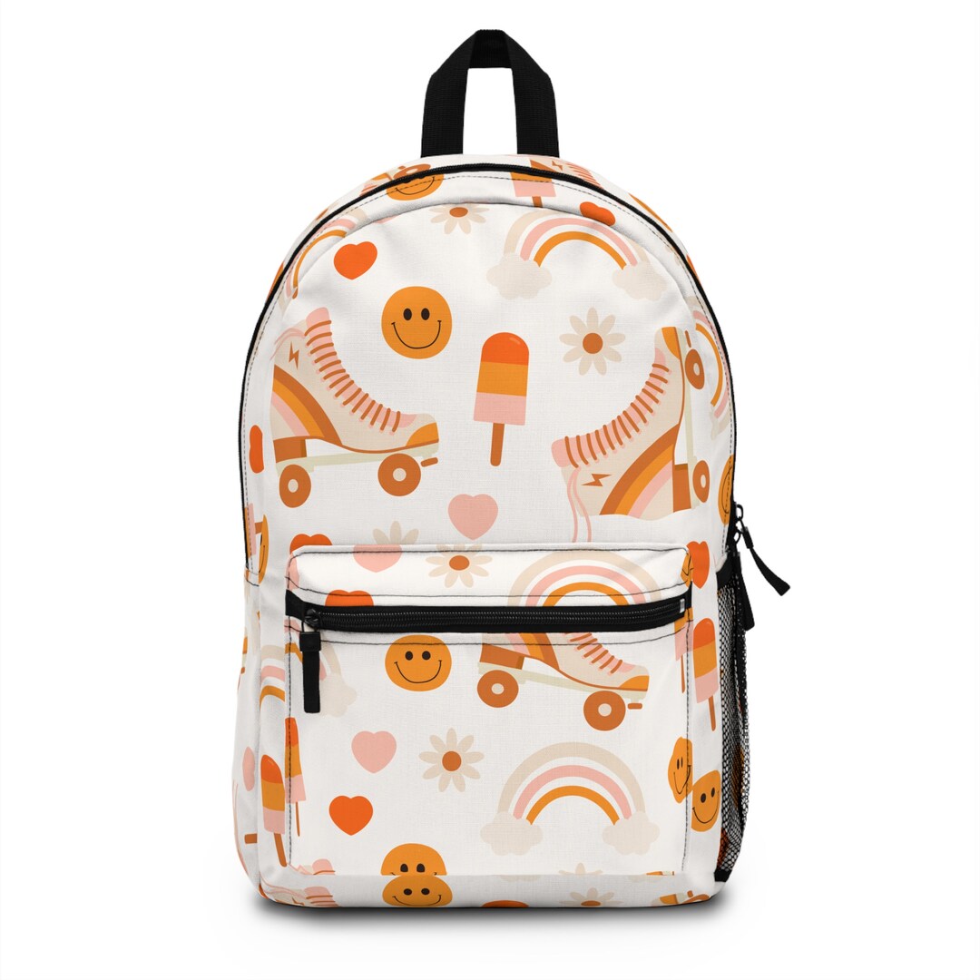Retro Roller Skate Backpack With Smiley Face and Rainbows - Etsy