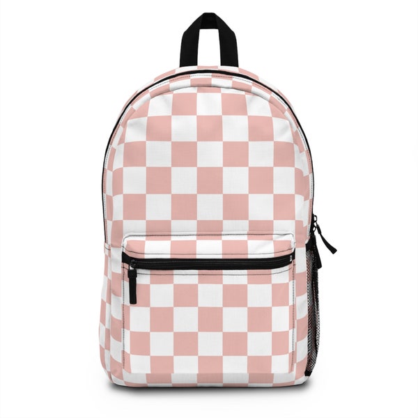 Pink and White Checkered Backpack - Etsy