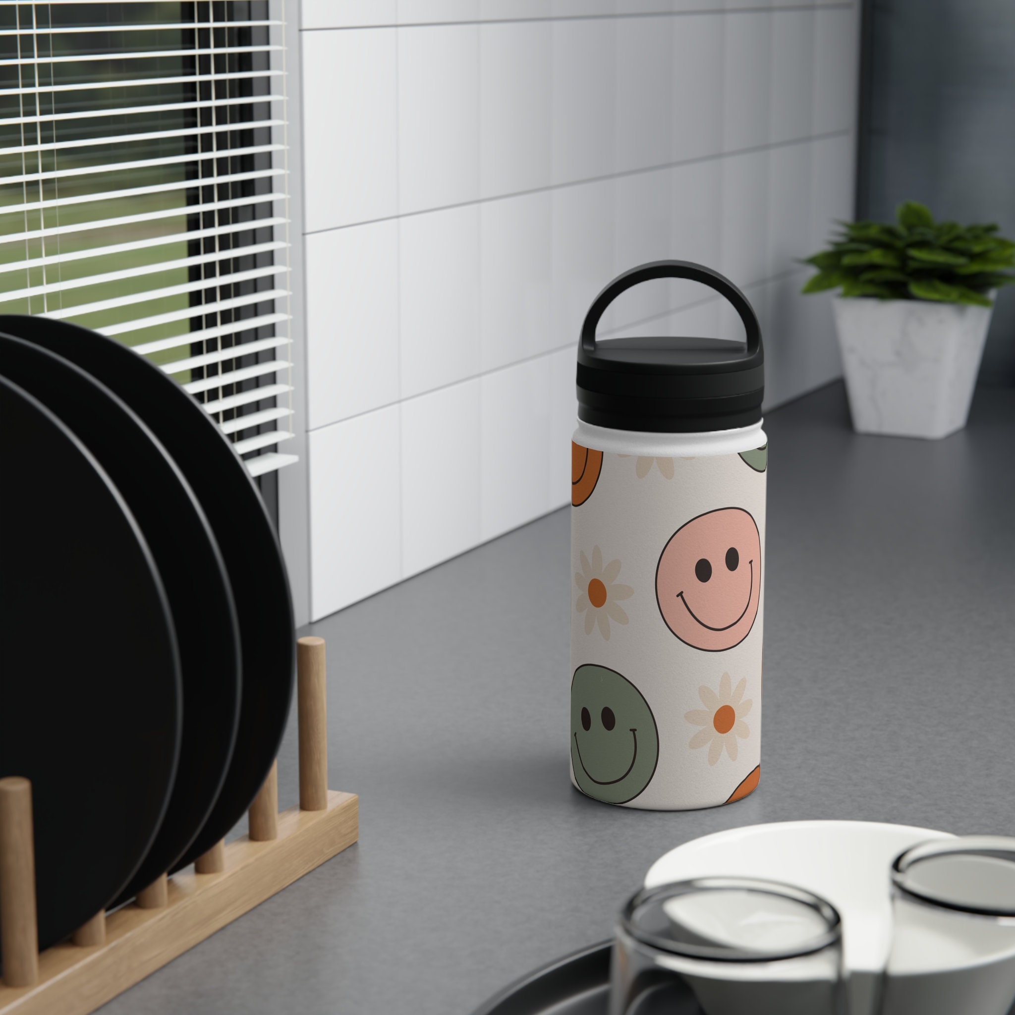 Retro Smiley Face Water Bottle Stainless Steel Water Bottle - Etsy