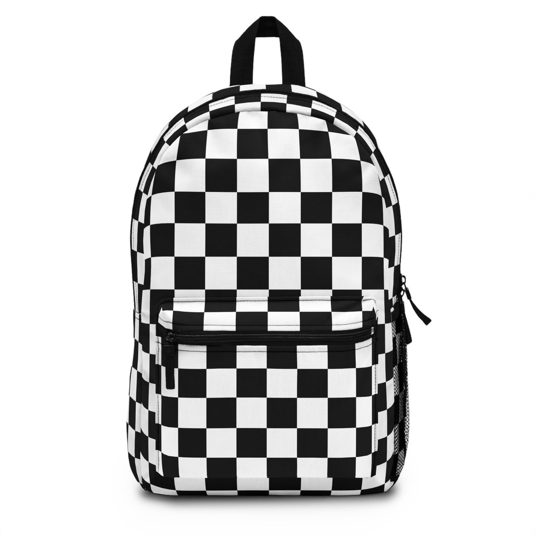 Retro Black and White Checkered Backpack - Etsy
