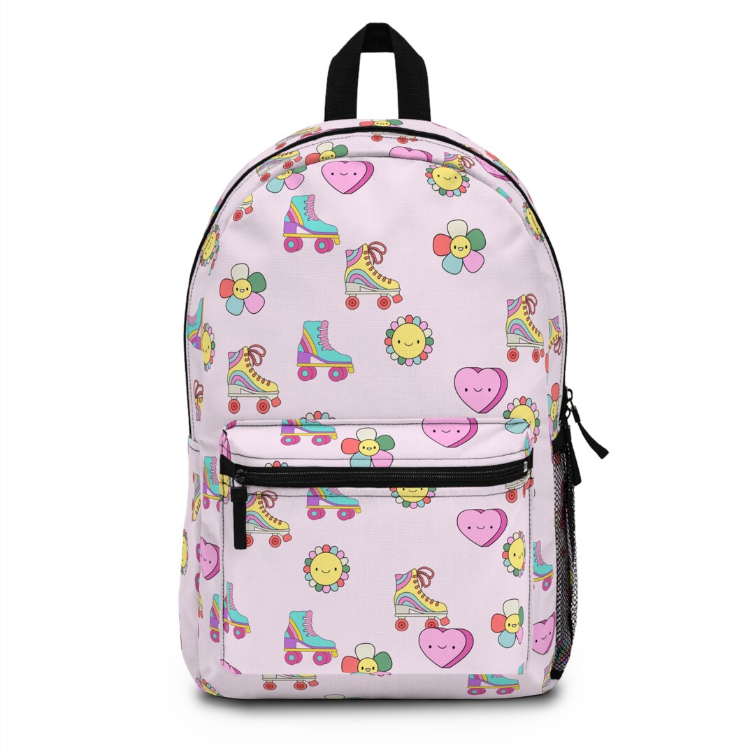Pink Retro Roller Skate Backpack, Large Backpack, School Backpack, Pink ...