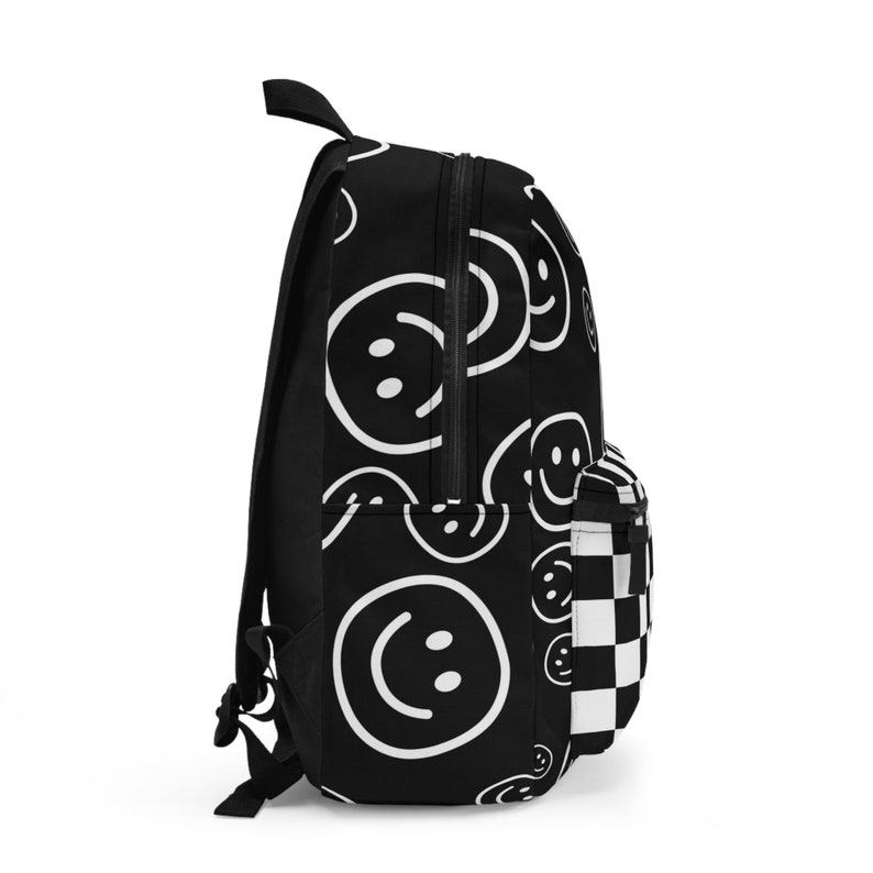 Black Smiley Face & Checkered Backpack - Etsy