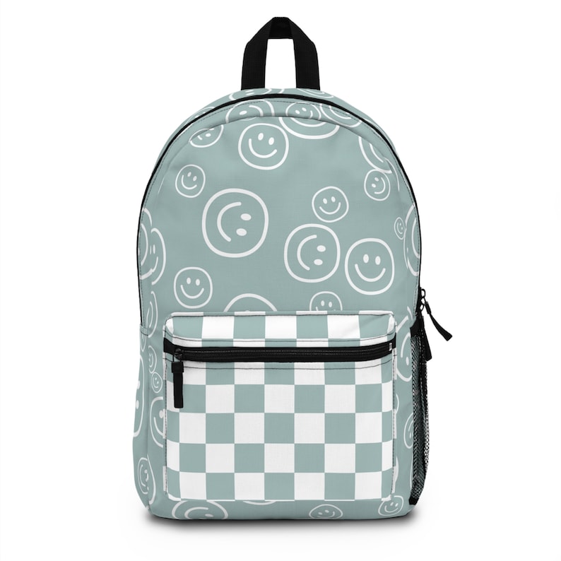 Blue Smiley Face & Checkered Backpack - Etsy