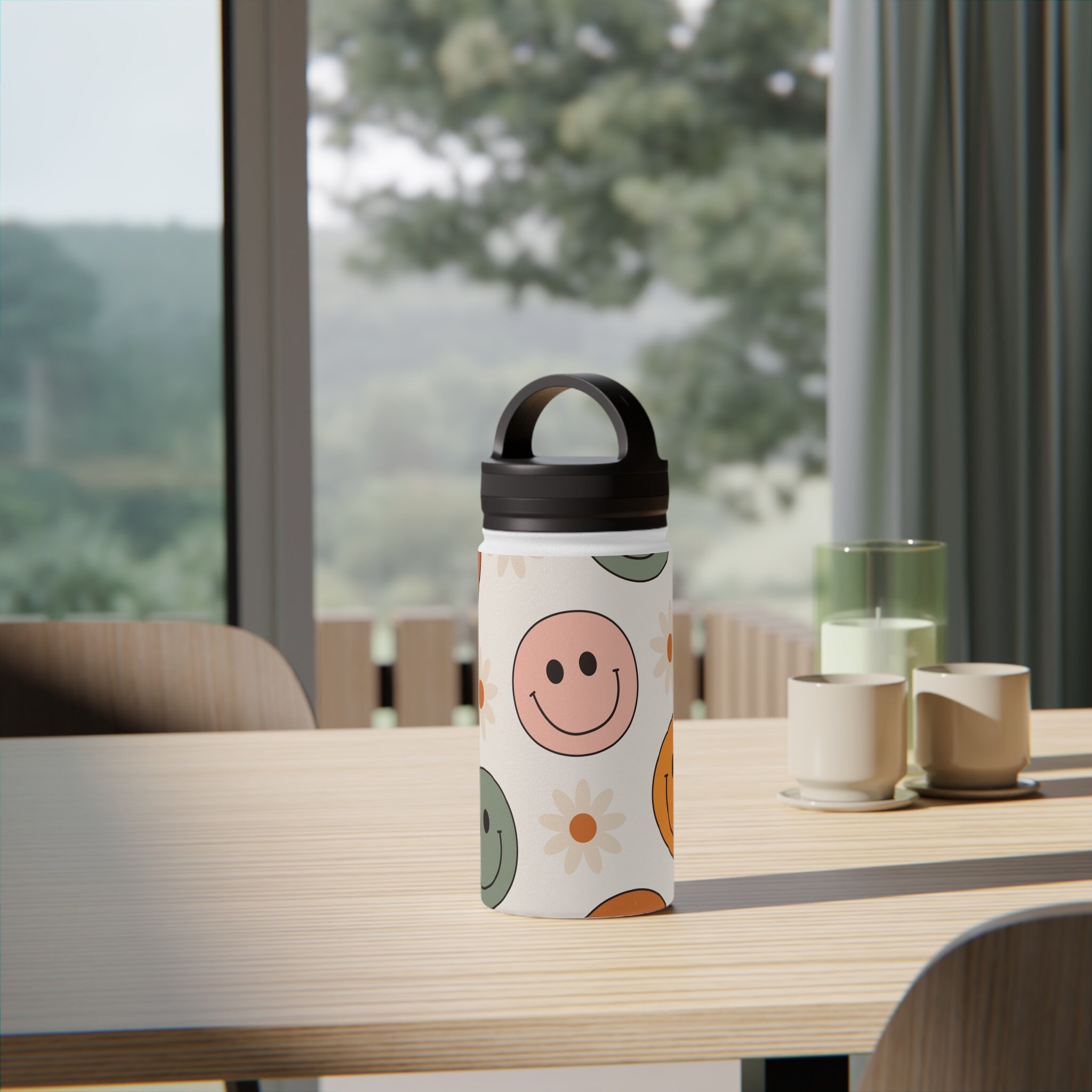 Retro Smiley Face Water Bottle Stainless Steel Water Bottle - Etsy