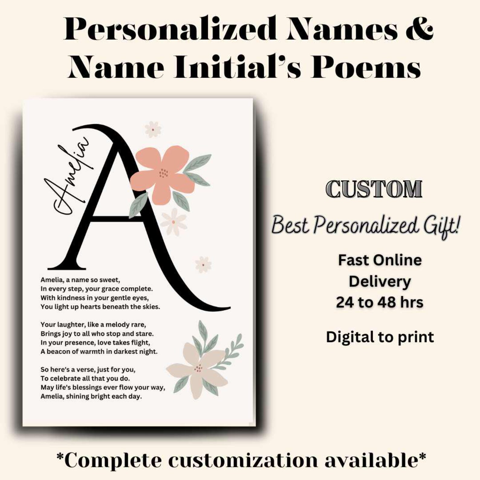 Personalized Poems, Custom Name, Names Meaning, Gifts, Unique, Art ...