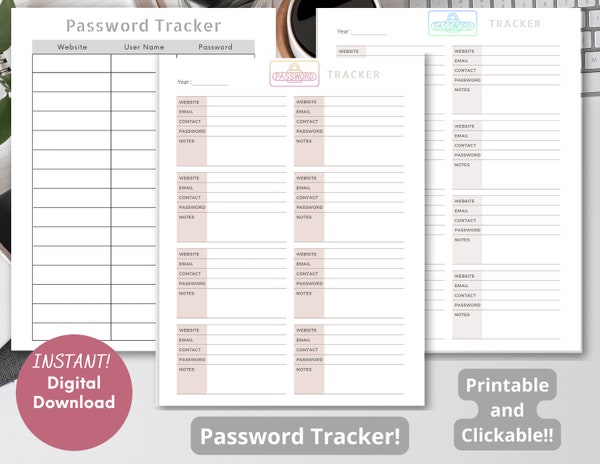 Editable Fillable Password Tracker, Password Log, Password Organizer ...