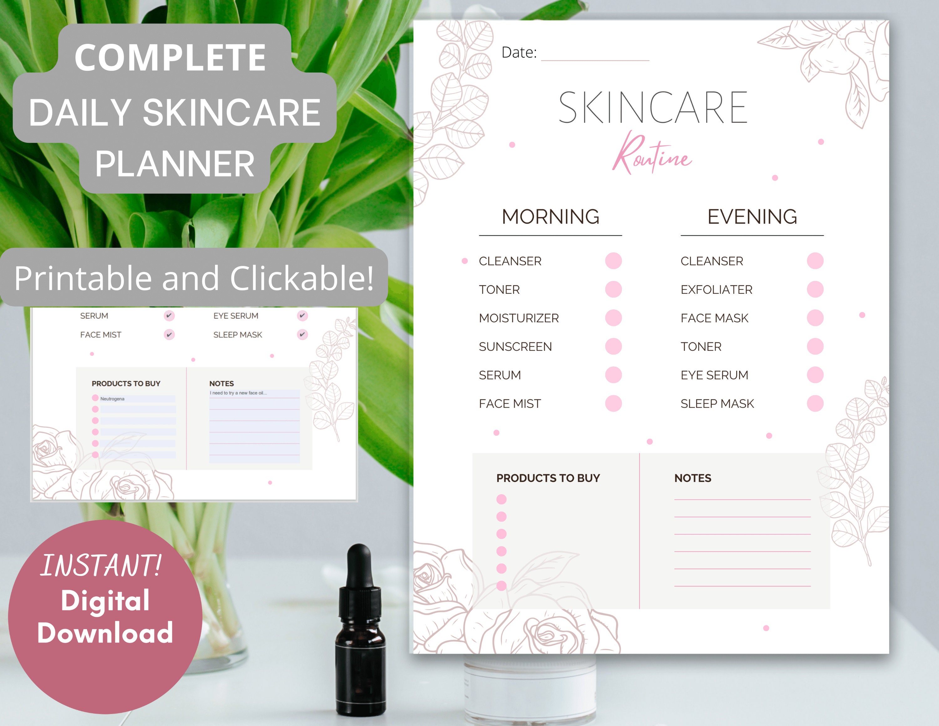 Daily Skincare Planner, Beauty Routine, Printable Skin Care Planner ...