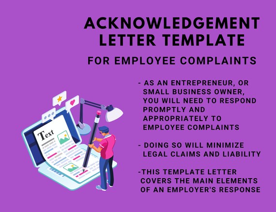 Acknowledgement of Employee Complaint Letter Template Small - Etsy India