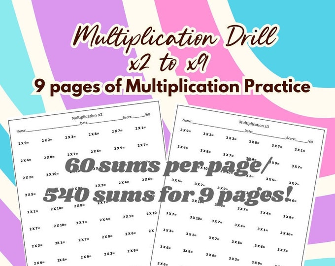 Multiplication 1-12 Math Timed Tests Speed Drills Worksheets - Etsy Canada