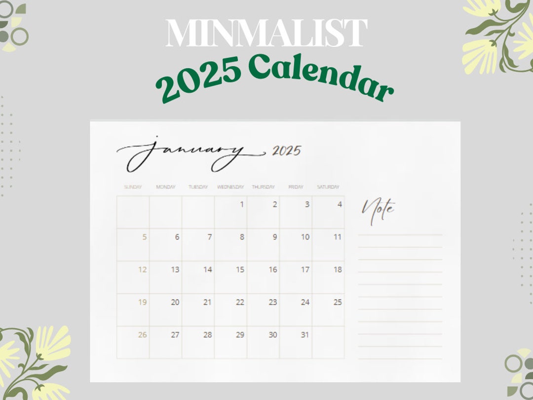 Minimalist Monthly Printable Planner Calendar 2025, Printable Simple ...
